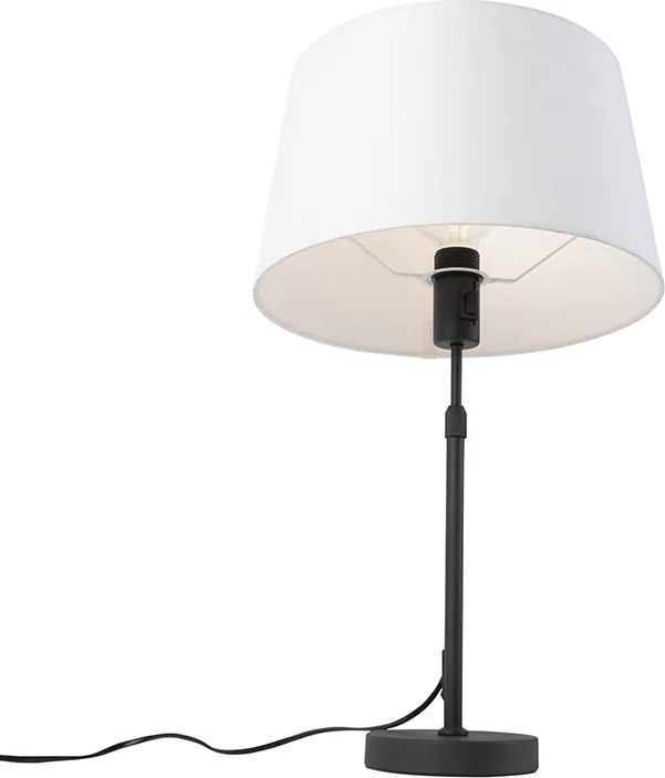 Stolní lampa černá s bílým lněným stínítkem 35 cm nastavitelná - Parte
