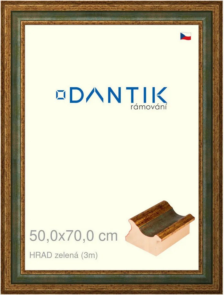 DANTIK rámeček 50x70 | HRAD zelená (Plexi Čiré)