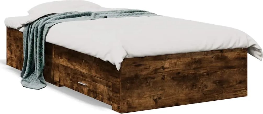 Rám postele se zásuvkami kouřový dub 100 x 200 cm kompozit 3280423
