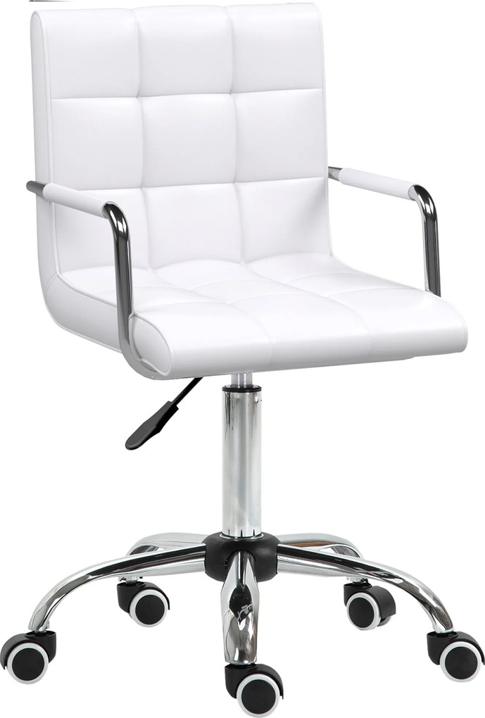 Kancelářská židle HOMCOM výškově nastavitelná 84-99H cm ergonomická otočná židle manažerská židle pro kancelář a domácí kancelář PU bílá | Aosom.de
