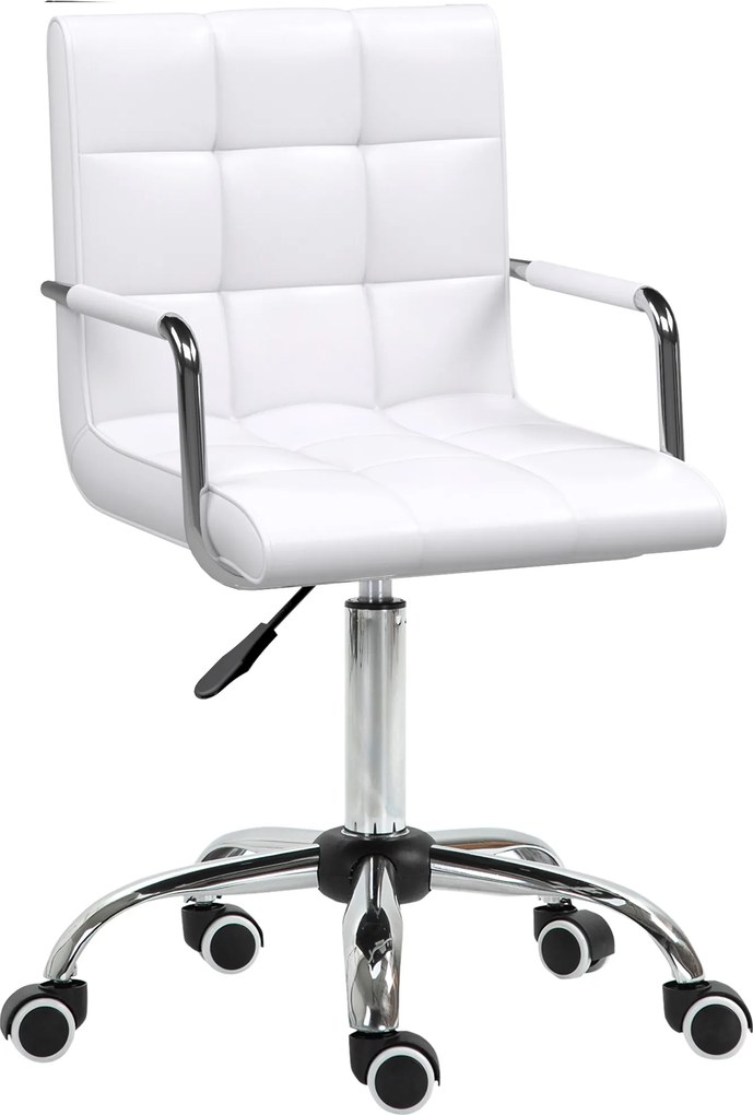 Kancelářská židle HOMCOM výškově nastavitelná 84-99H cm ergonomická otočná židle manažerská židle pro kancelář a domácí kancelář PU bílá