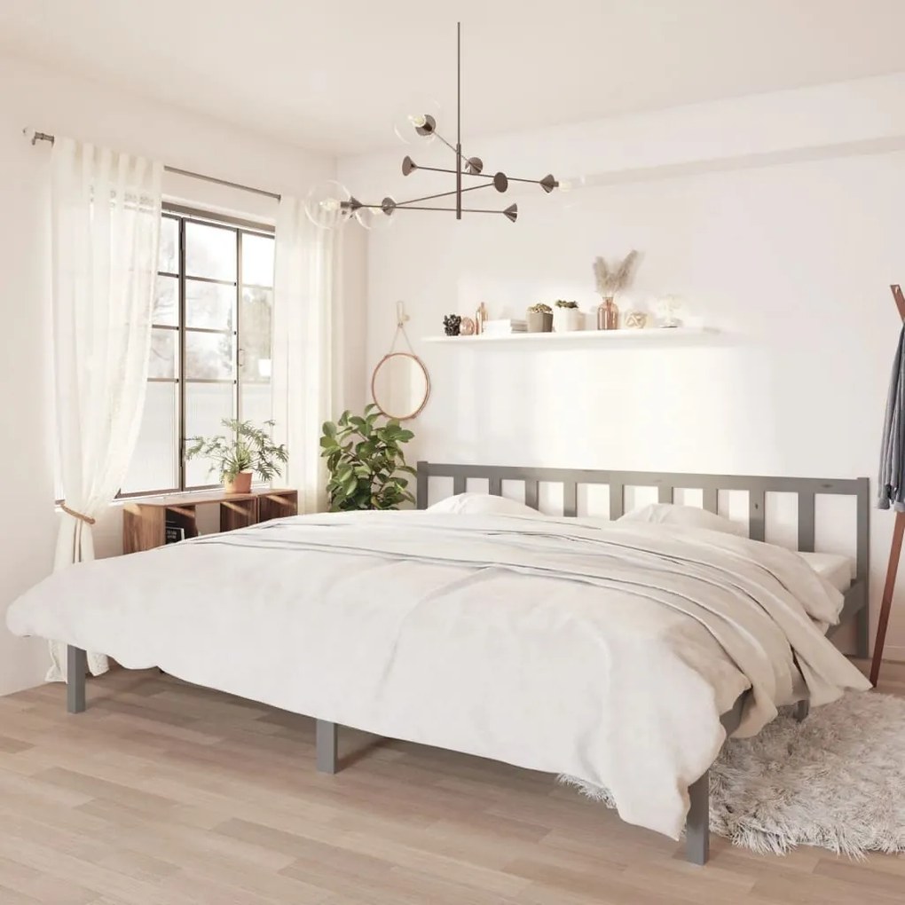 810104 vidaXL Rám postele šedý masivní borové dřevo 200 x 200 cm