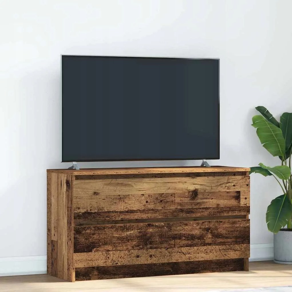 Tv Skříňka Betonově Šedá 100X35X54 Cm Kompozitní Dřevo Staré dřevo 100 cm