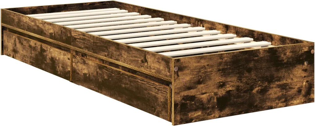 Postel s úložným prostorem se zásuvkou Kouřový dub 75 x 190 cm 3412739