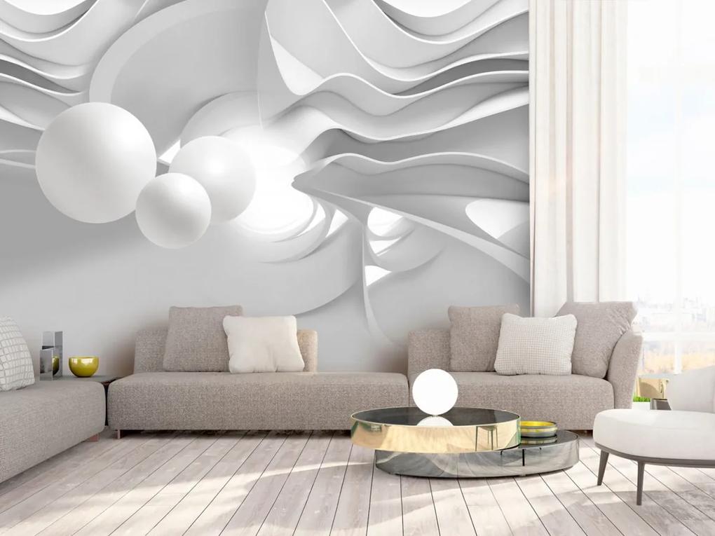 Samolepicí 3D tapeta bílé vlny Velikost (šířka x výška): 343x245 cm