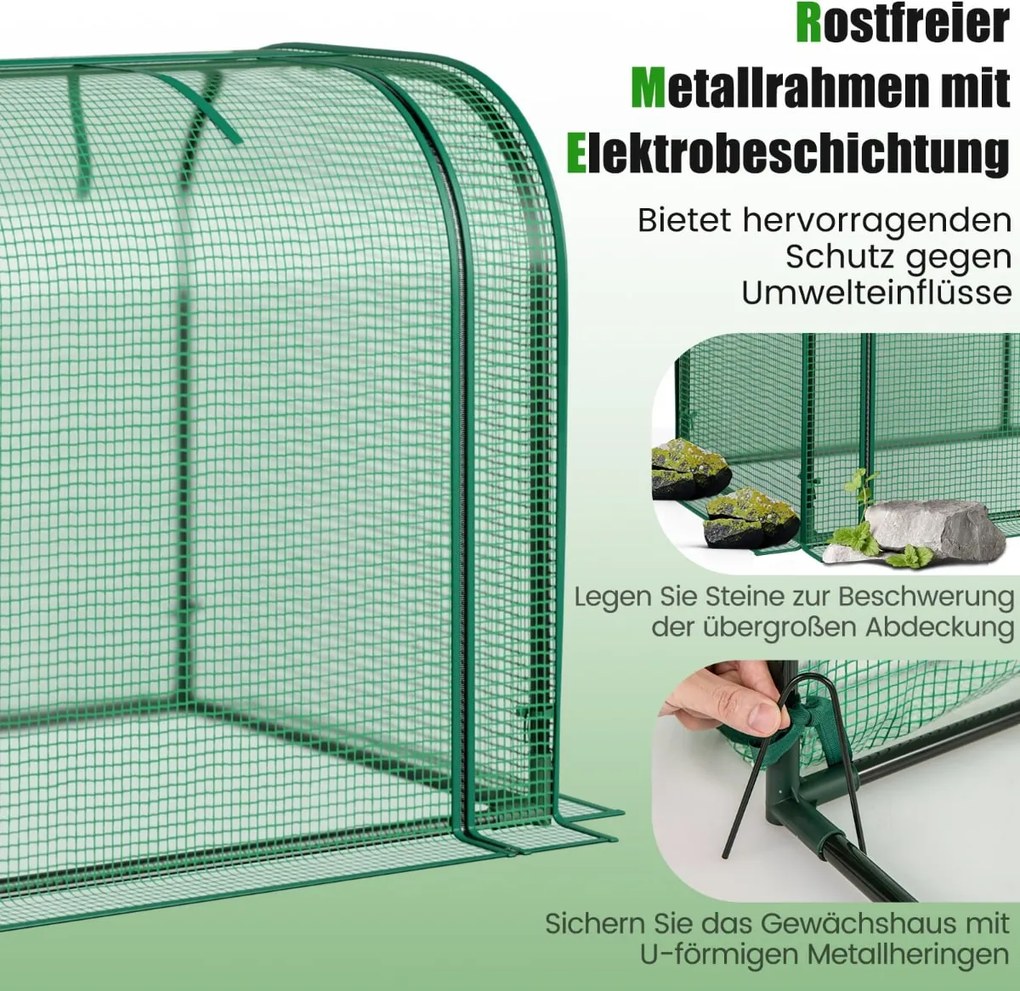 Costway Mini skleník 2 v 1 s PE krytem na dvířka s rolovacím zipem pro vyvýšené