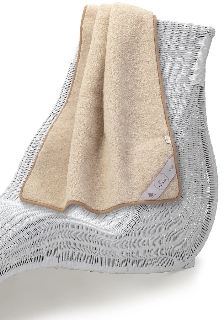 Wooline Hřejivá Merino vlněná deka Thumbled béžová Rozměr: 140 x 200 cm