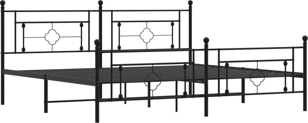 vidaXL Kovový rám postele s hlavovým a nožním čelem 200 x 200 cm [374364] Barva: Černá