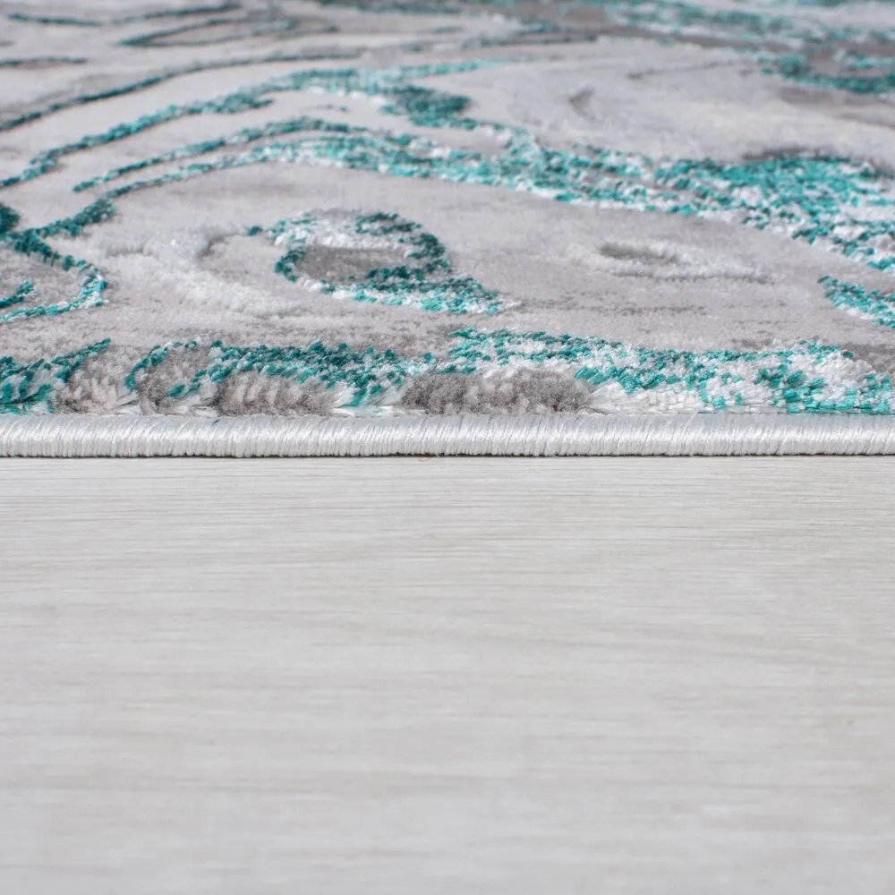 Flair Rugs, Běhoun Eris Marbled Emerald, 60x230, modrá, chodba / předsíň