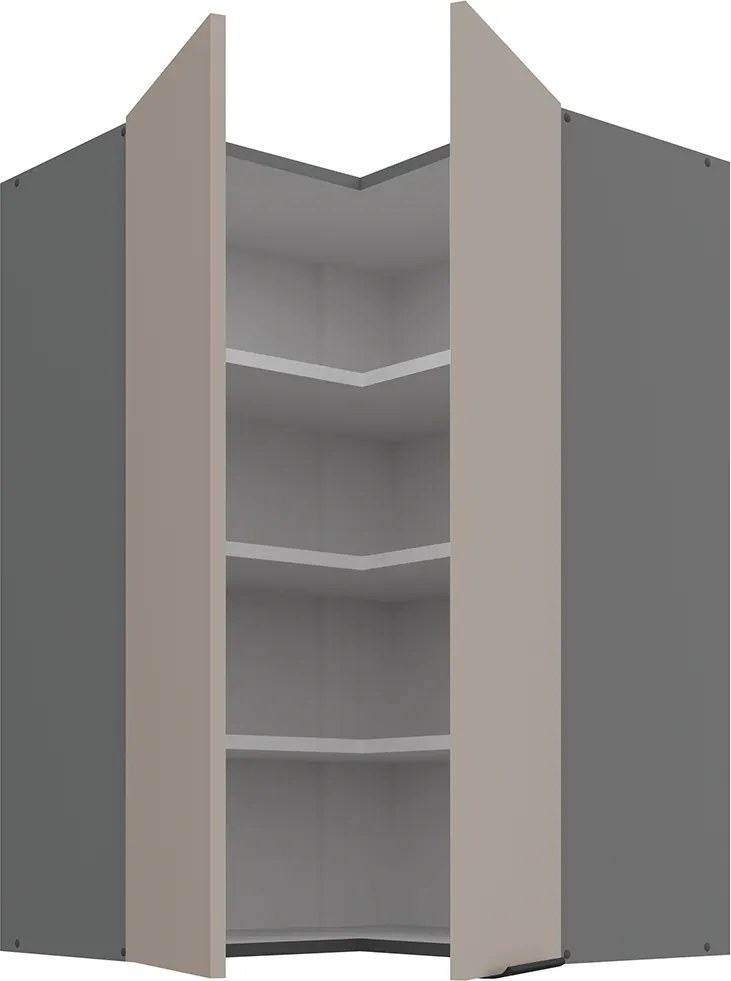 ARIA ta | horní kuchyňská skříňka 60x60 GN-90 2F (90°) rohová s policemi | VYSOKÁ | 60x60 cm | antracit/béžová