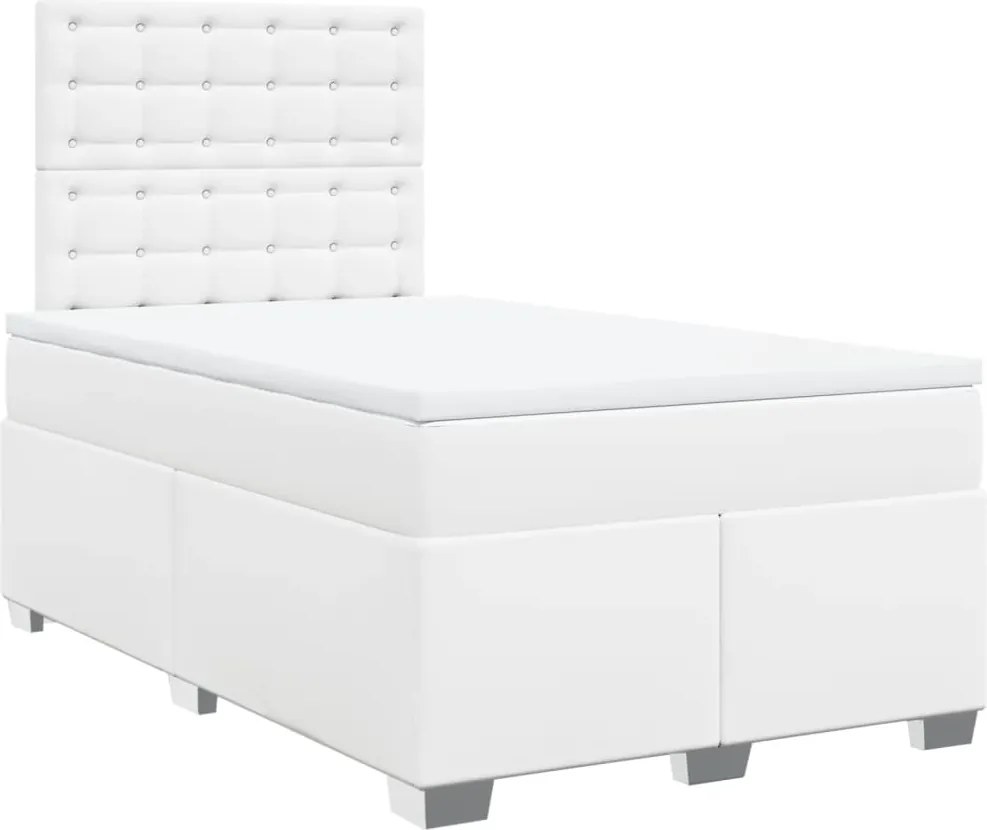 Box spring postel s matrací bílá 120x200 cm umělá kůže 3290717