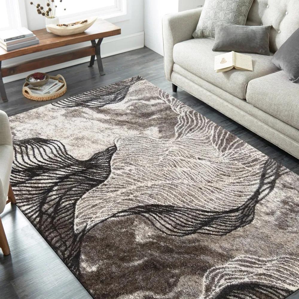 Moderní koberec hnědé barvy s abstraktním motivem Šířka: 200 cm | Délka: 290 cm