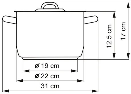 KOLIMAX - české nerezové nádobí Hrnec s poklicí KOLIMAX KLASIK 22 cm, 4,5 l