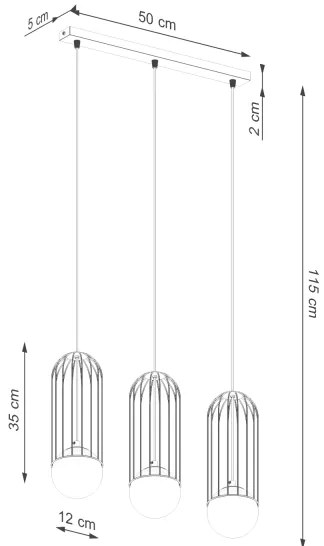 Sollux SL.1334 - Lustr na lanku BRINA 3xG9/8W/230V černá