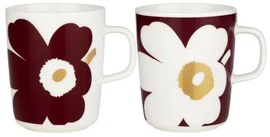 Hrnek Juhla Unikko Wine Red 2,5 dl - set 2 ks Marimekko