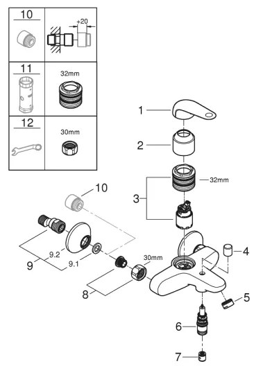 GROHE 24335001 - Vanová baterie DN 15 lesklý chrom
