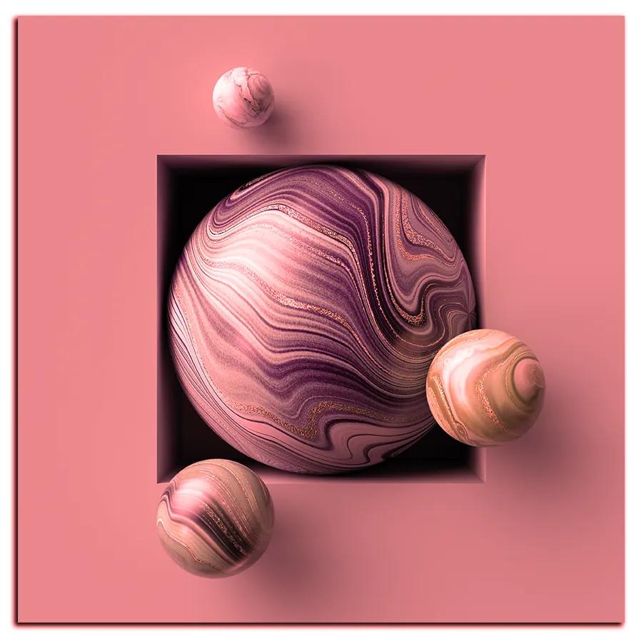 Obraz na plátně - Mramorové barevné kuličky - čtverec 388QA (80x80 cm)
