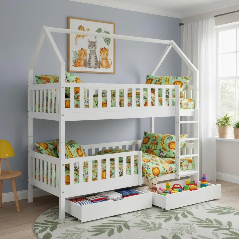 Montessori patrová postel 90x200, bílá, VENITA TYP 2 Kondela 0000396841