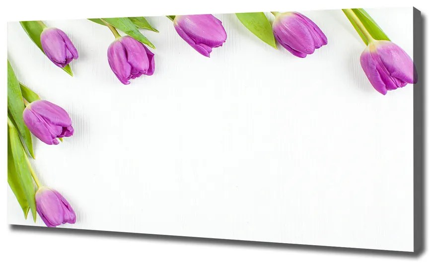 Wallmuralia Moderní fotoobraz canvas na rámu Fialové tulipány 120x60 cm