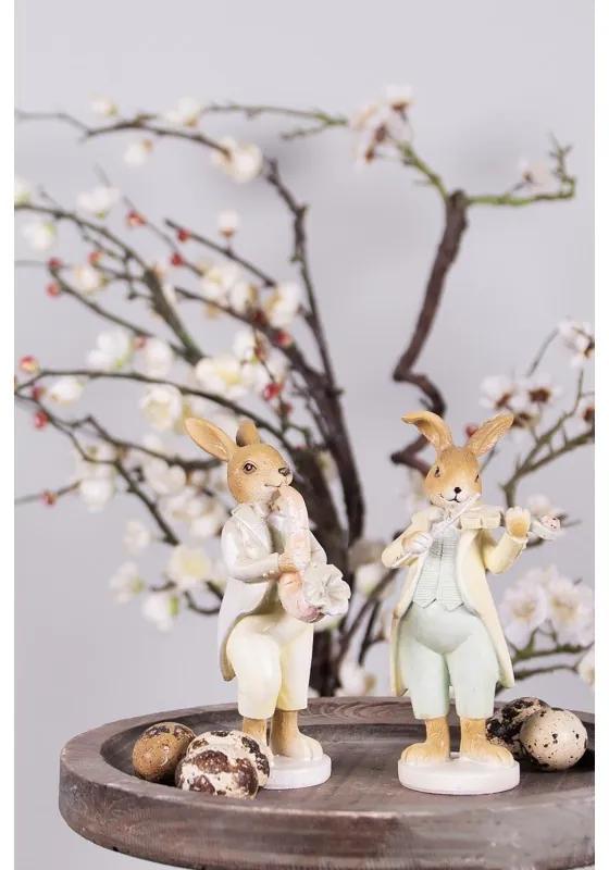 Velikonoční dekorace králík hrající na housle ve tvaru květiny - 8*5*16 cm