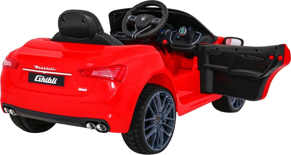 Ramiz Elektrické autíčko Maserati Ghibli na akumulátor červené + dálkové ovládání + pomalý start + EVA + MP3 USB + LED