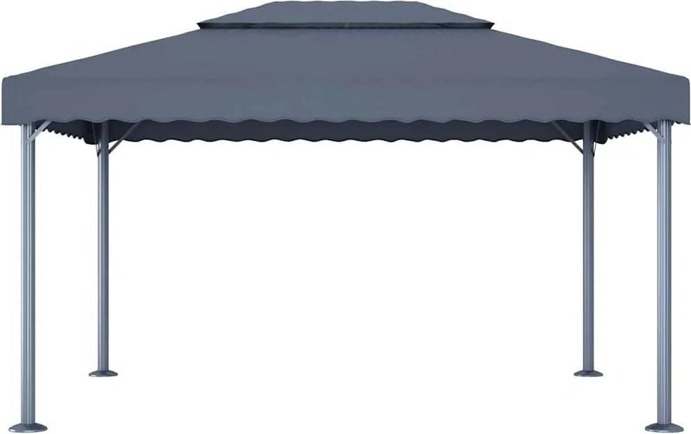 Altán se světelnými LED řetězy 400 x 300 cm antracitový hliník 3070352