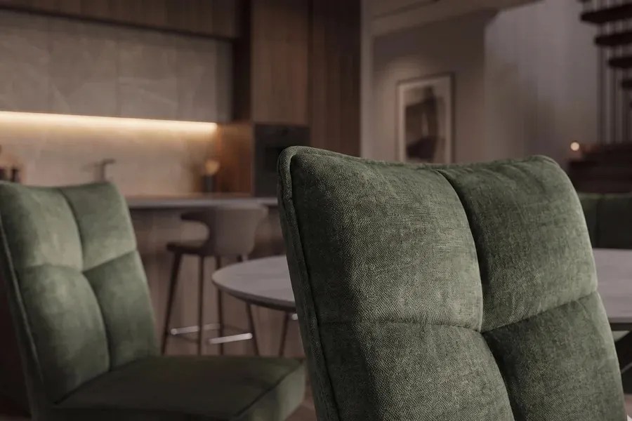 Designová otočná židle Narayan zelený samet