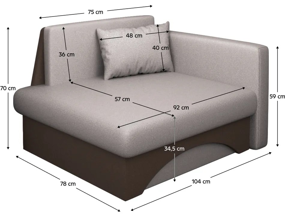 Kondela Rozkládací křeslo, béžovošedá Taupe/hnědá, KUBOŠ NEW UNI