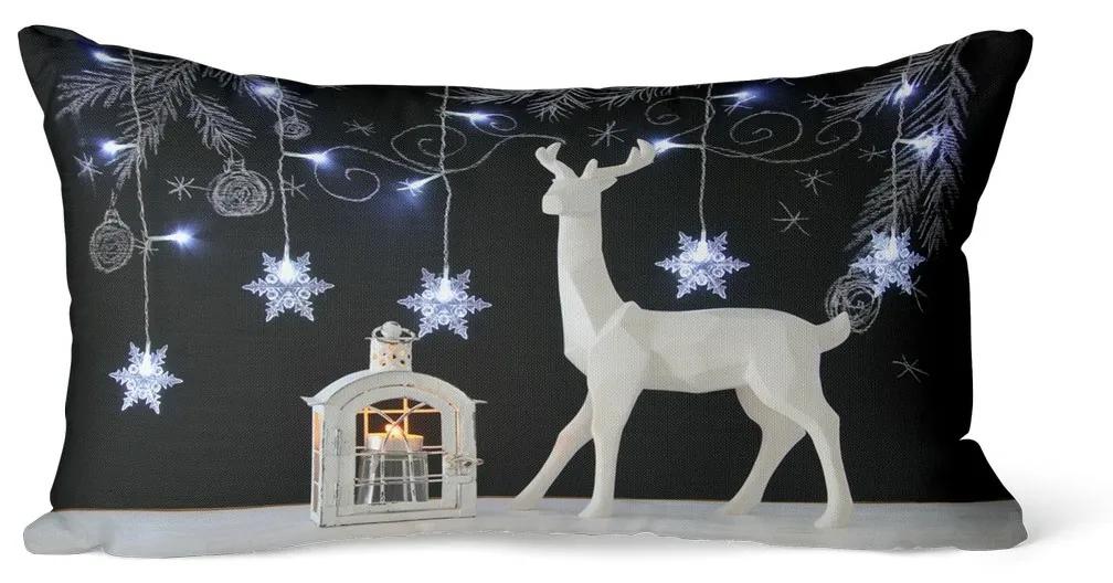 Domarex Vánoční svíticí polštářek s LED světýlky Sob a lucerna, 30 x 50 cm