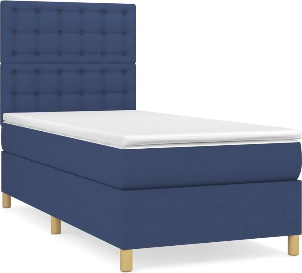 Box spring postel s matrací modrá 90x190 cm textil 3142623