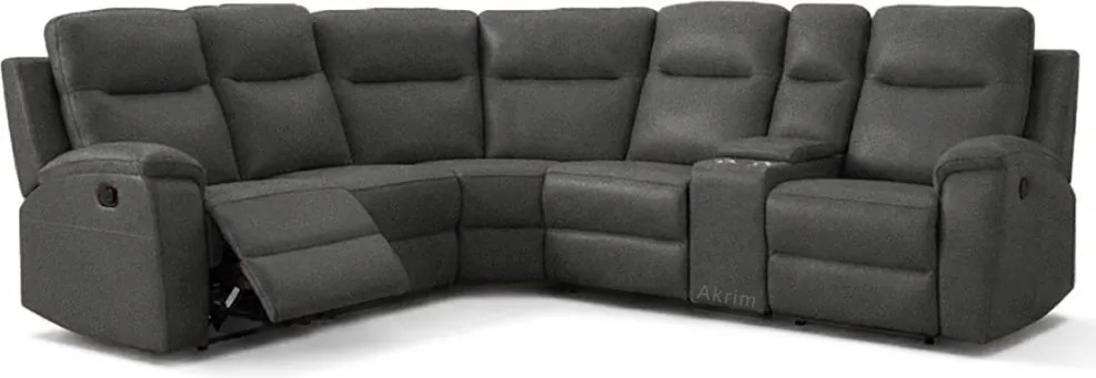 Sedací souprava MALAGA | 248x276 cm | UNIVERZÁLNÍ levá i pravá | s FUNKCÍ RELAX | tmavě šedá látka | EXTRA POHODLNÉ