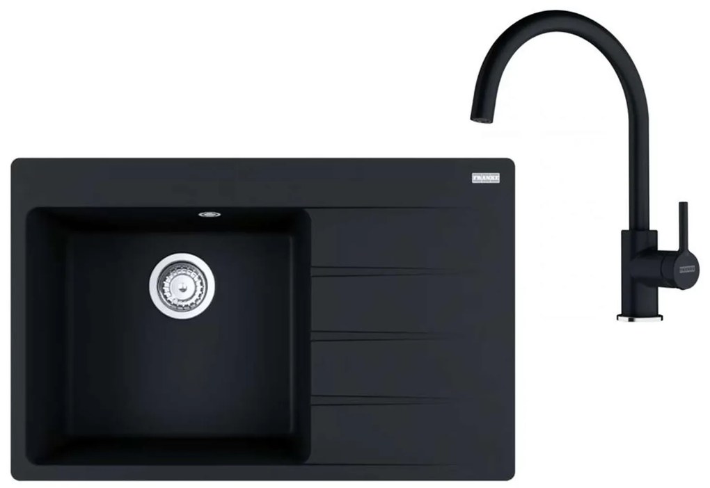 Franke - Kuchyňský set G272O, fragranitový dřez CNG 611-78 TL/2 a baterie FC 6018.071, onyx 114.0700.779