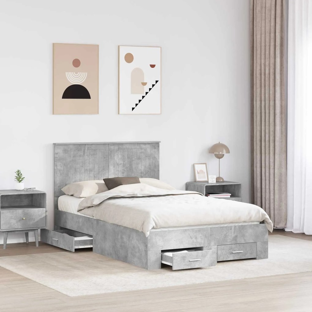 Rám postele s čelo Betonově šedá 120 x 190 cm Kompozitní dřevo 3411335