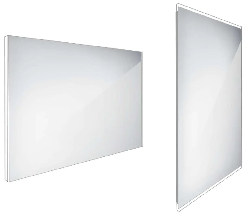 Nimco - Zrcadlo s LED osvětlením, 100x70 cm, hliník ZP 9004