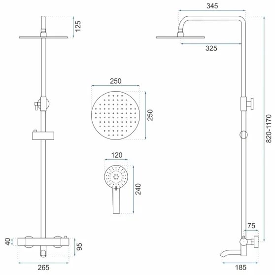 REA-P6604 - Sprchová sada s termostatickou baterií LUNGO broušená zlatá