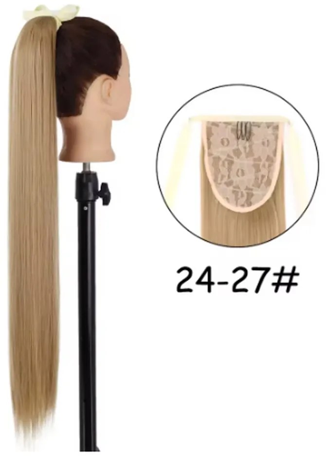 Rovný příčesek s upevňovací sponkou a mašlí - odstíny blond (2 délky) Barva: 24-27, Velikost: 85 cm