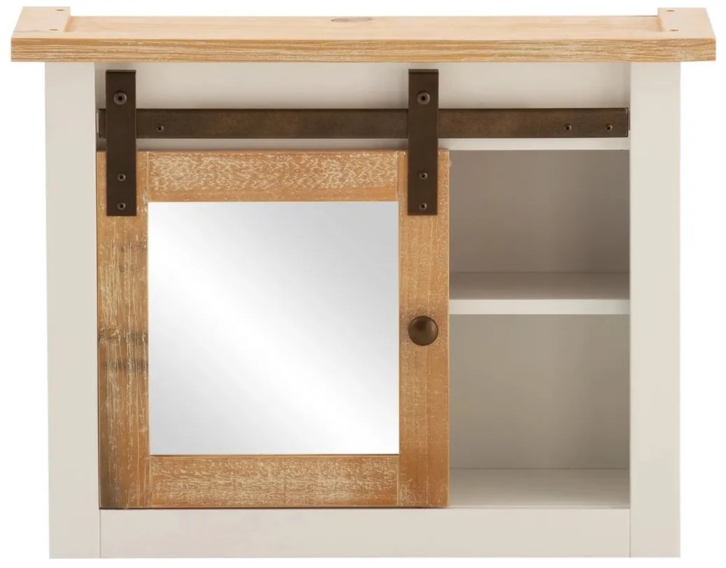 furniture-nabytek.cz - Masivní skříňka se zrcadlem Caprino, borovice / MDF, lakovaná, bílá / hnědá