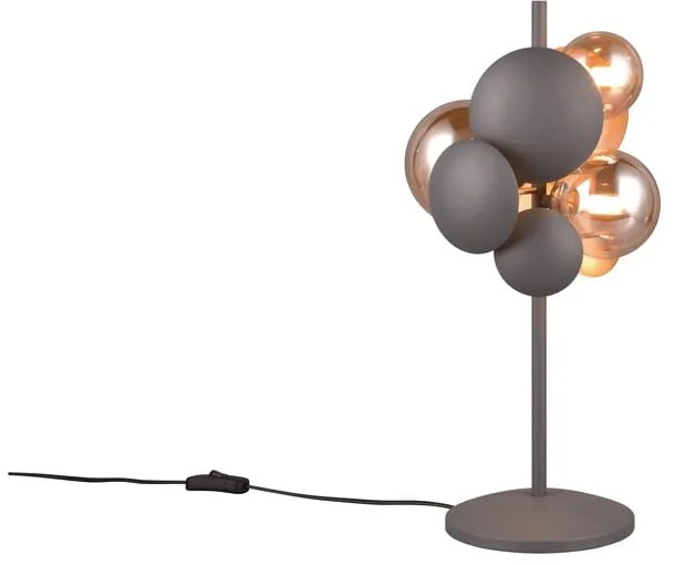 Stolní lampa se skleněným stínidlem v šedo-zlaté barvě (výška 50 cm) Bubble – Trio Select