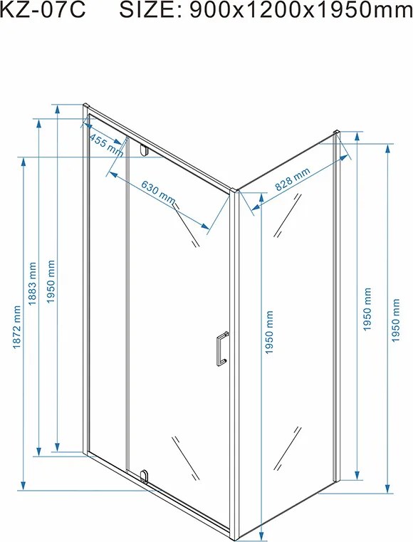 BPS-koupelny Obdélníkový sprchový kout ZES KZ07C BL 120x90 černá/transparent - bez vaničky