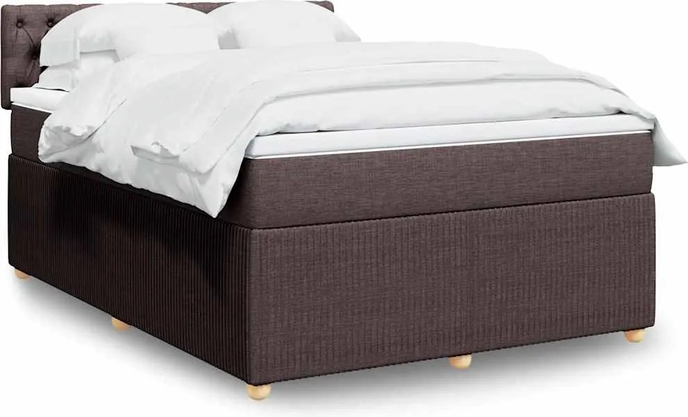 Box spring postel s matrací tmavě hnědá 140x190 cm textil 3287461
