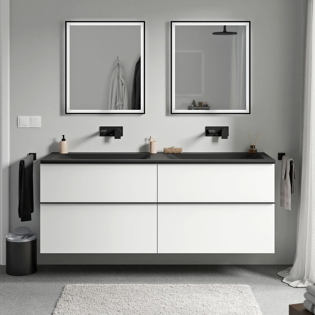 Koupelnová skříňka LAVOA 160 cm s umyvadlem z minerálního odlitku CREAM - možnost volby barvy