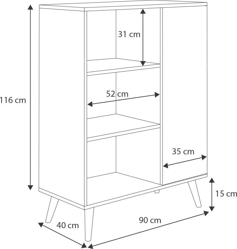 ADRK Furniture Regál FONZI 90x40 BS-FON-90-WC