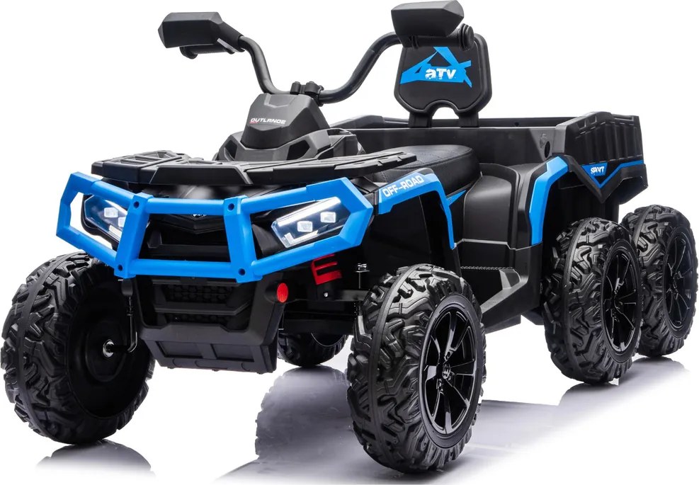 LEAN CARS Čtyřkolka na baterie ATV 6 kol s přívěsem JC606 24V 4x4 modrá