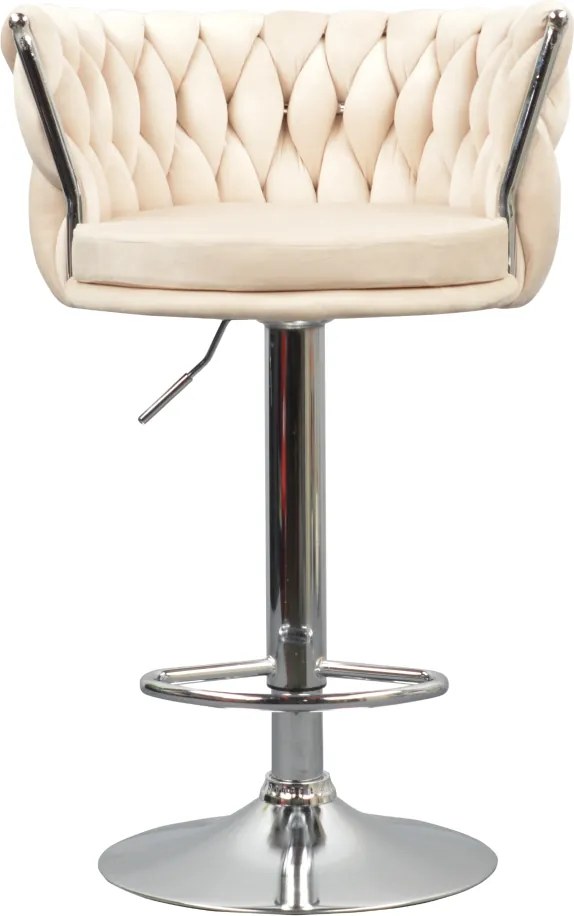 Designová barová židle, béžová Velvet látka/chrom, BRIN