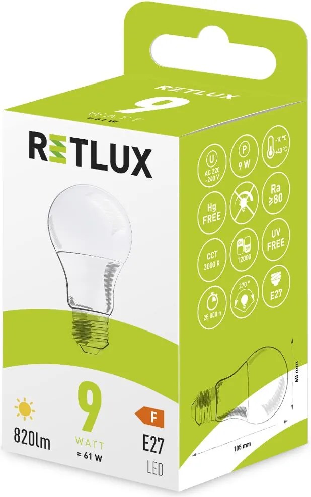 Retlux RLL 403 A60 E27 bulb 9W WW