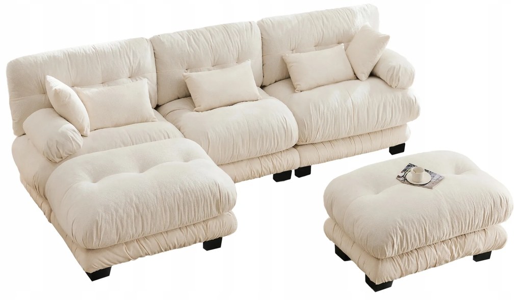 MODULÁRNÍ POHOVKA, ROHOVÁ POHOVKA, VELUROVÁ A ERGONOMICKÁ TKANINA, 5 MÍST