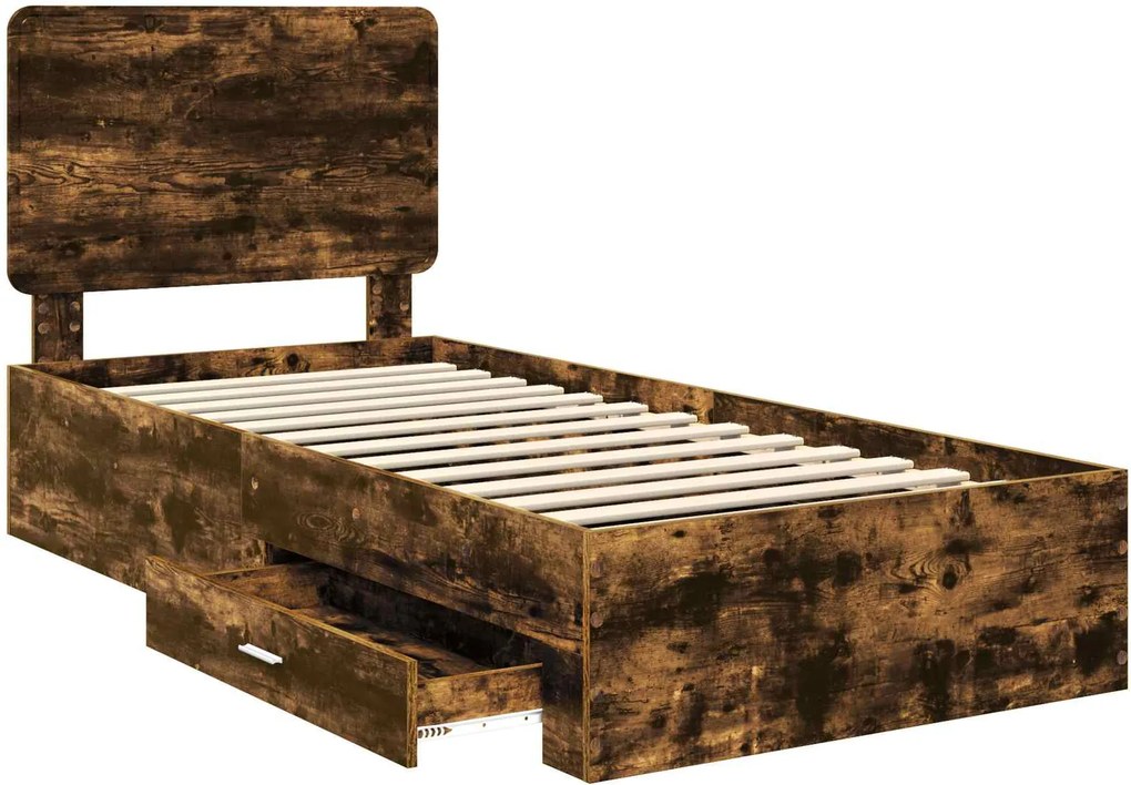 Rám postele s čelo Kouřový dub 75 x 190 cm Kompozitní dřevo 3412850
