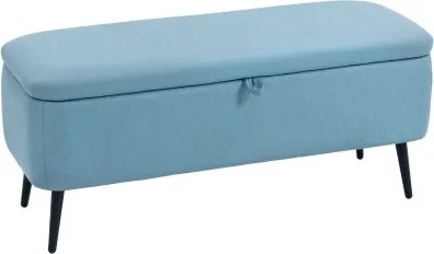 HOMCOM úložná lavice se sklápěcím víkem a kovovými nohami do ložnice, obývacího pokoje, chodby 101 x 38,5 x 44,5 cm, světle modrá