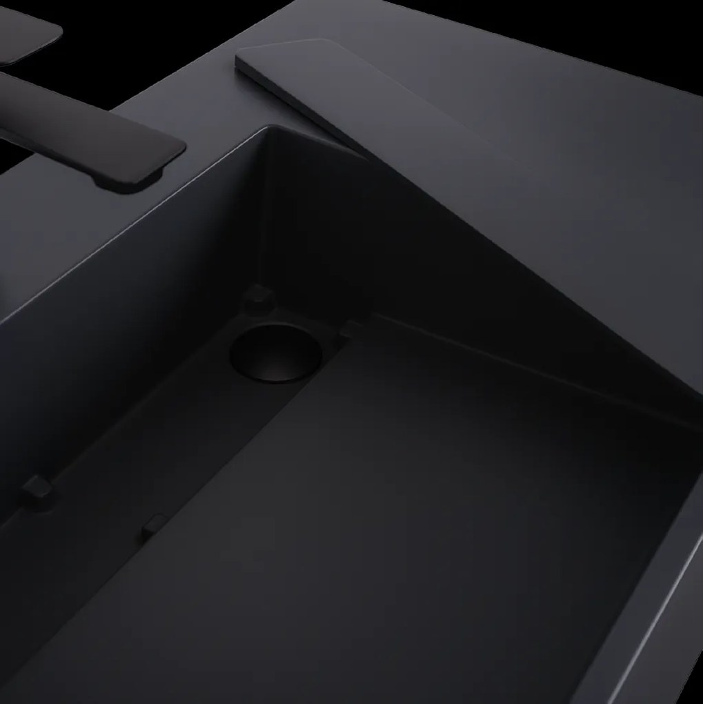 Rea Archi, umyvadlo na desku z konglomerátu 750x430x140 mm, levá verze, šedá matná, REA-U4303