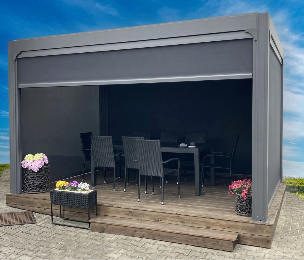 Bioklimatická pergola Noela antracit PREMIUM 3x4 m Barva lamel: Bílá